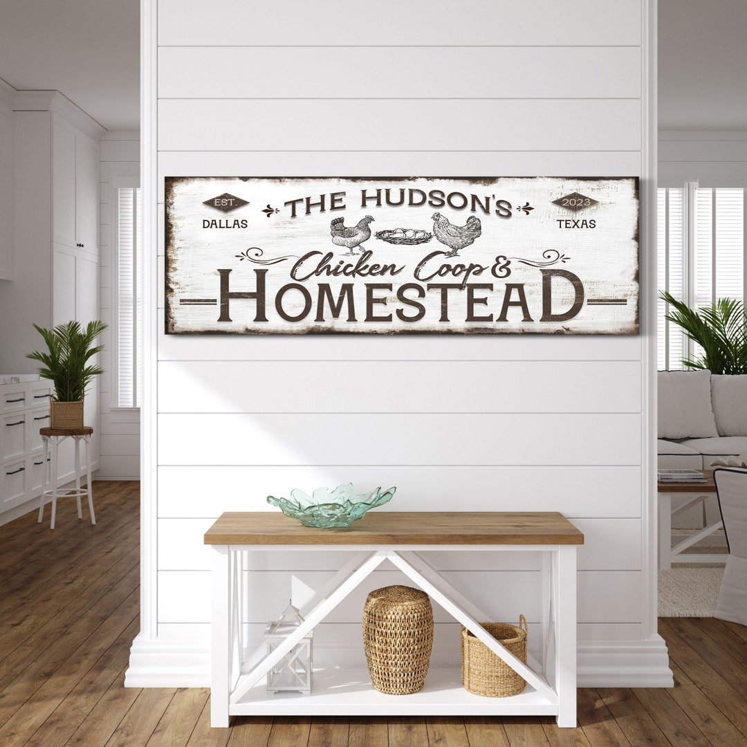 Personalized Chicken Coop Sign, Vintage Rustic Family Farm Decor ...