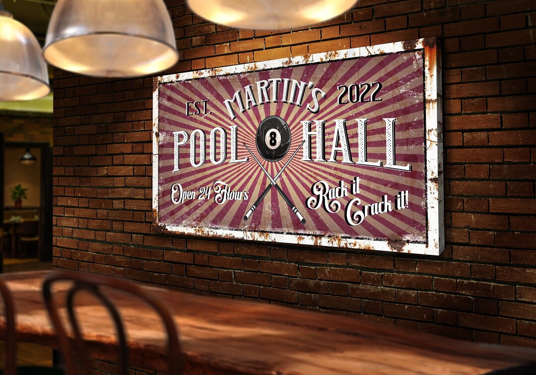 Custom Pool Hall Sign, Billiard Lounge Sign, Rock It Crack It Sign ...