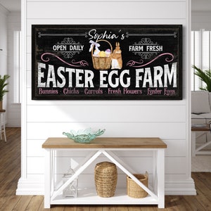 Personalized Easter Egg Farm Sign, Easter Bunny Sign, Welcome Spring ...