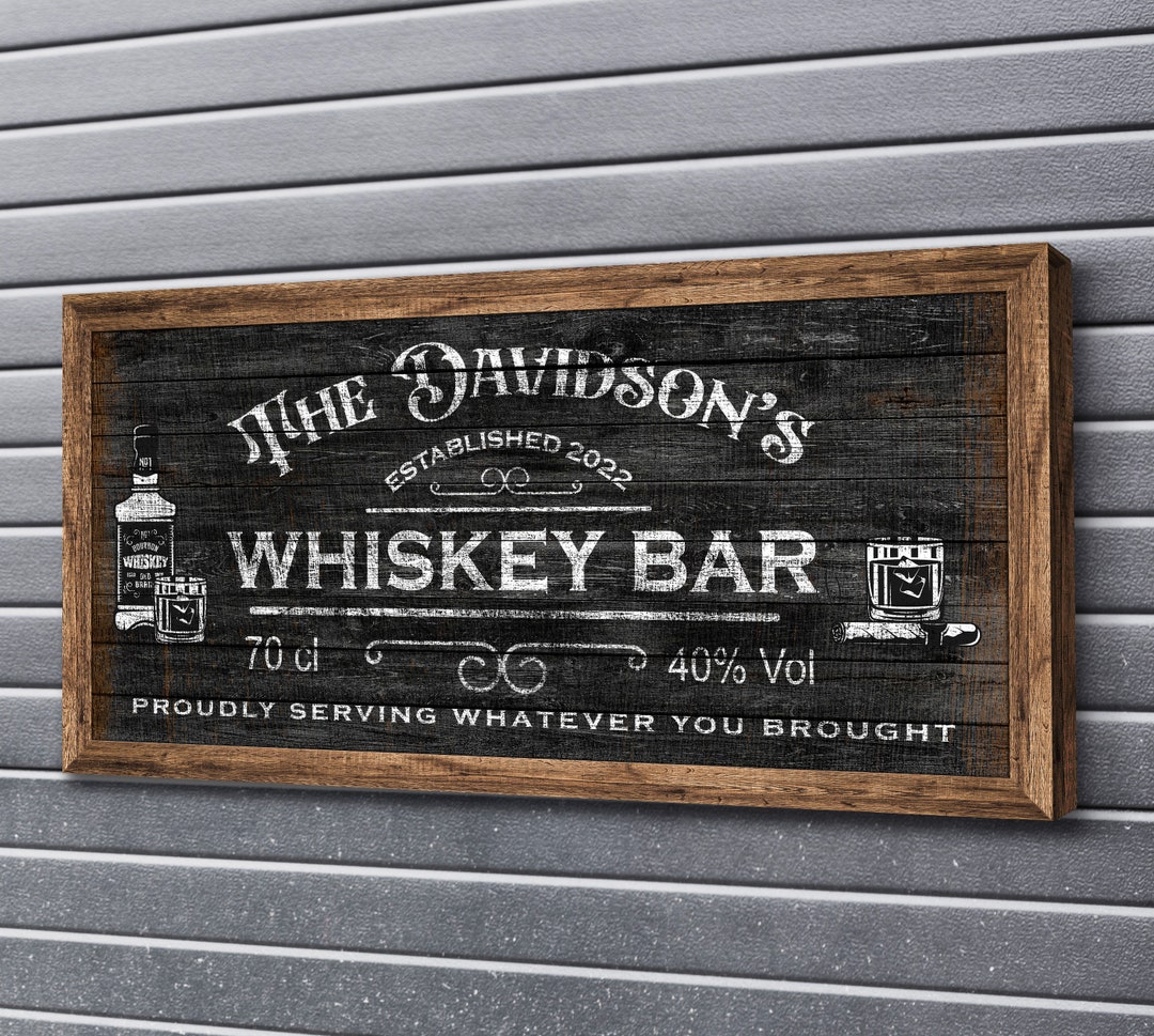 Personalized Whiskey Bar Sign, Man Cave Decor, Whiskey Lover, Gift for ...