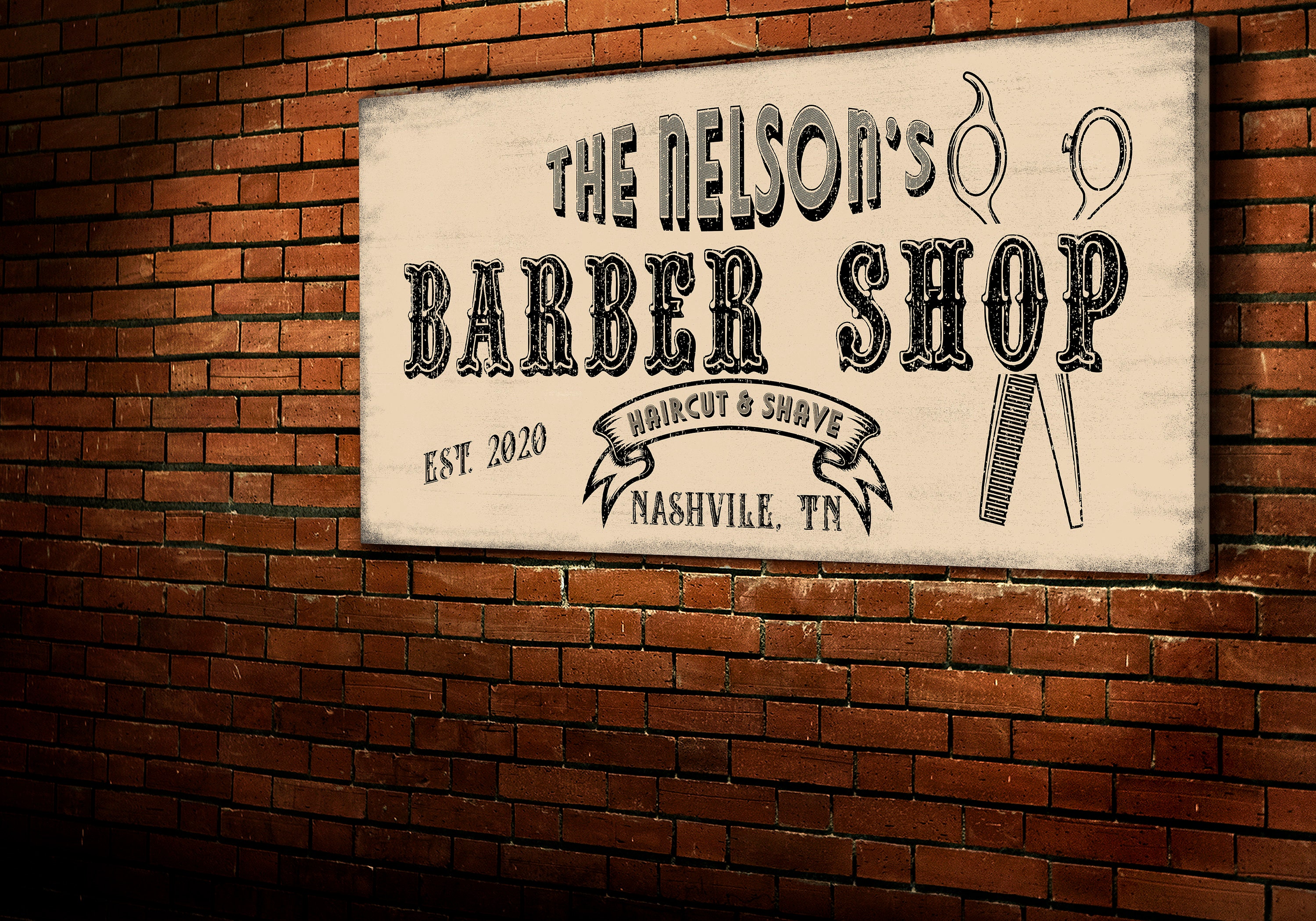 Custom Barber Shop Sign Personalized Huge Canvas Hair - Etsy