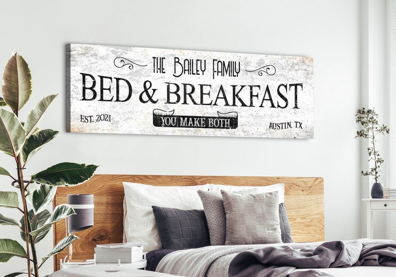 Customized Bed & Breakfast Sign Above Bed Sign Bedroom | Etsy