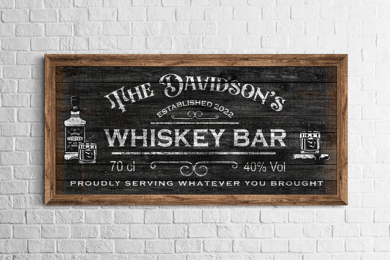 Personalized Whiskey Bar Sign, Man Cave Decor, Whiskey Lover, Gift for ...