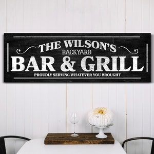 Personalized Backyard Bar & Grill Sign, Outdoor Grill Sign, Backyard ...