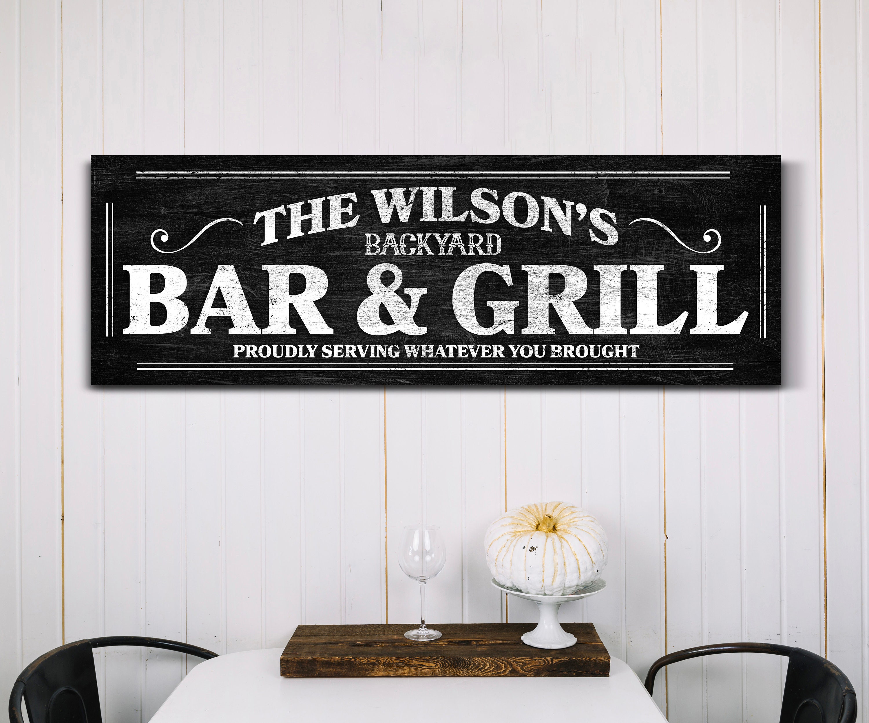 Personalized Backyard Bar & Grill Sign, Outdoor Grill Sign, Backyard ...