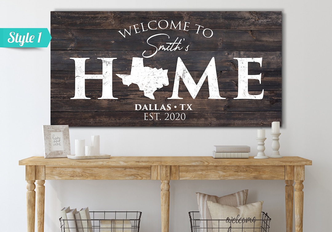 Custom HOME Sign Canvas Print | Personalized Huge Canvas | Last Name ...