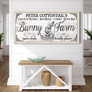 Personalized Bunny Farm Sign, Easter Egg Sign, Vintage Easter Bunny ...