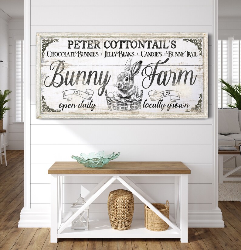 Personalized Bunny Farm Sign Easter Egg Sign Vintage Easter - Etsy