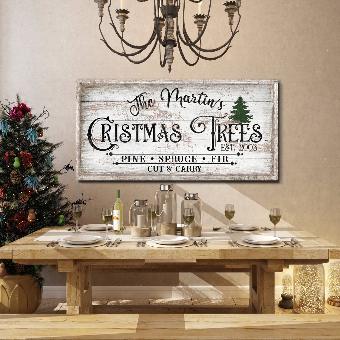 Personalized Christmas Trees Sign Cut and Carry Huge - Etsy