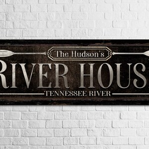 Personalized River House Sign, Rustic Family Name Sign, River Life ...