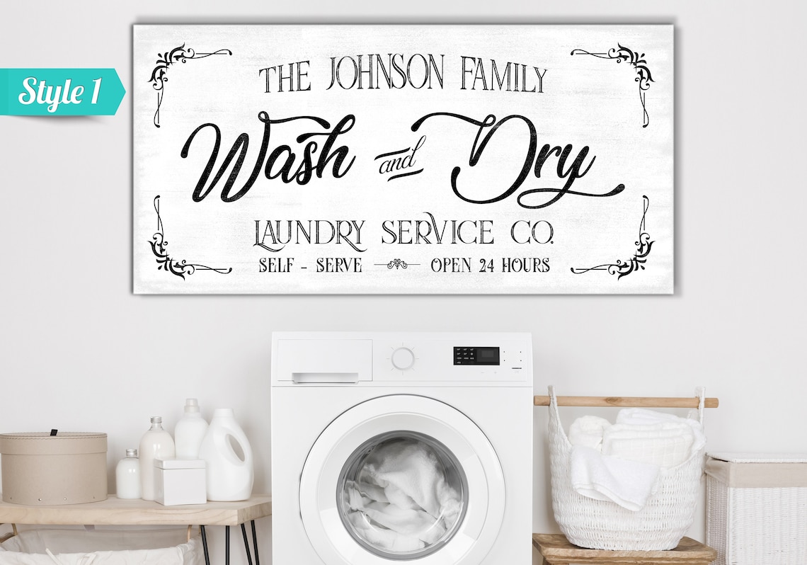 Custom Family Name Sign Wash and Dry Sign Laundry Service | Etsy
