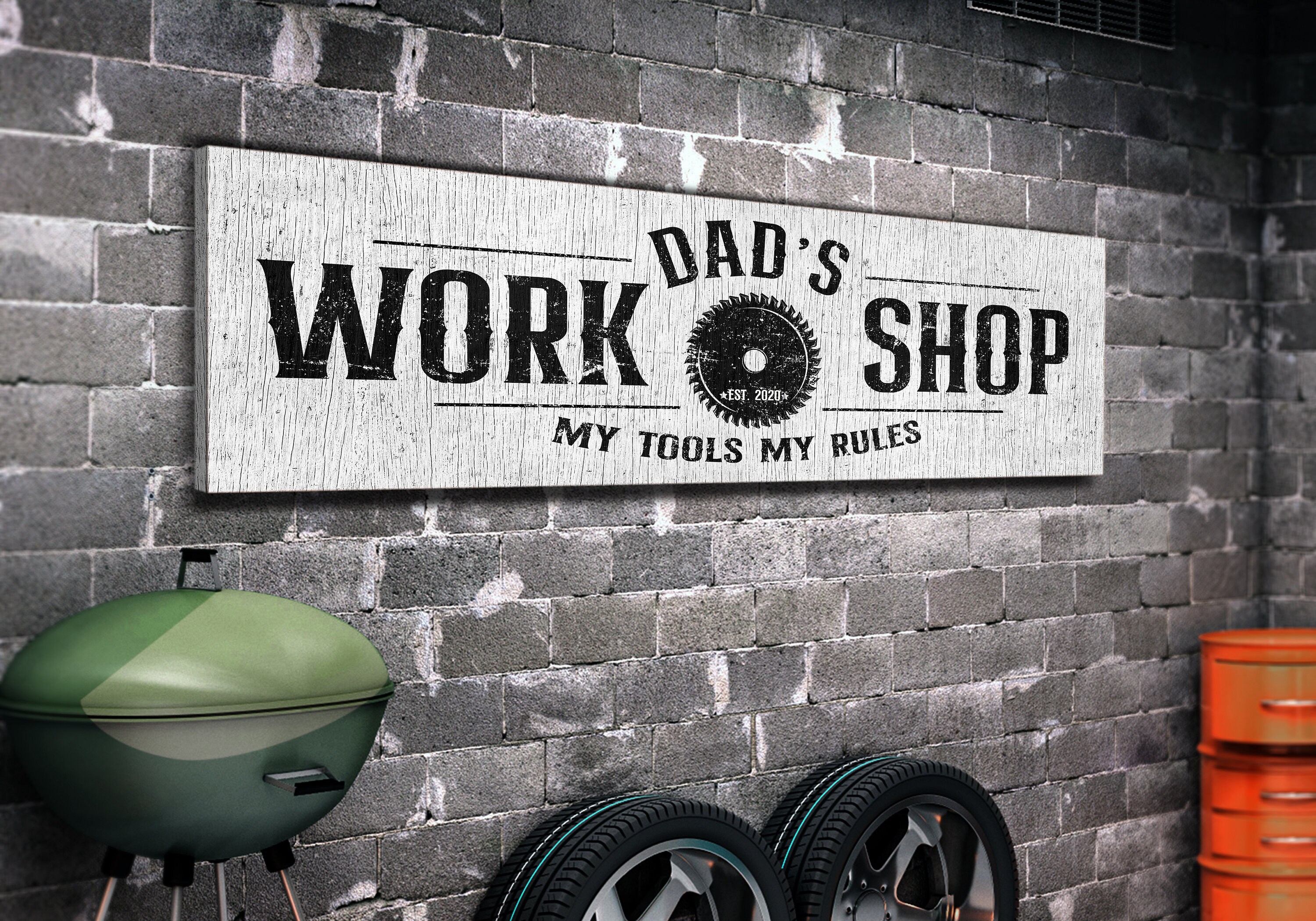 Custom Dad's Work Shop Sign | Personalized Fathers Day Sign for Dad ...