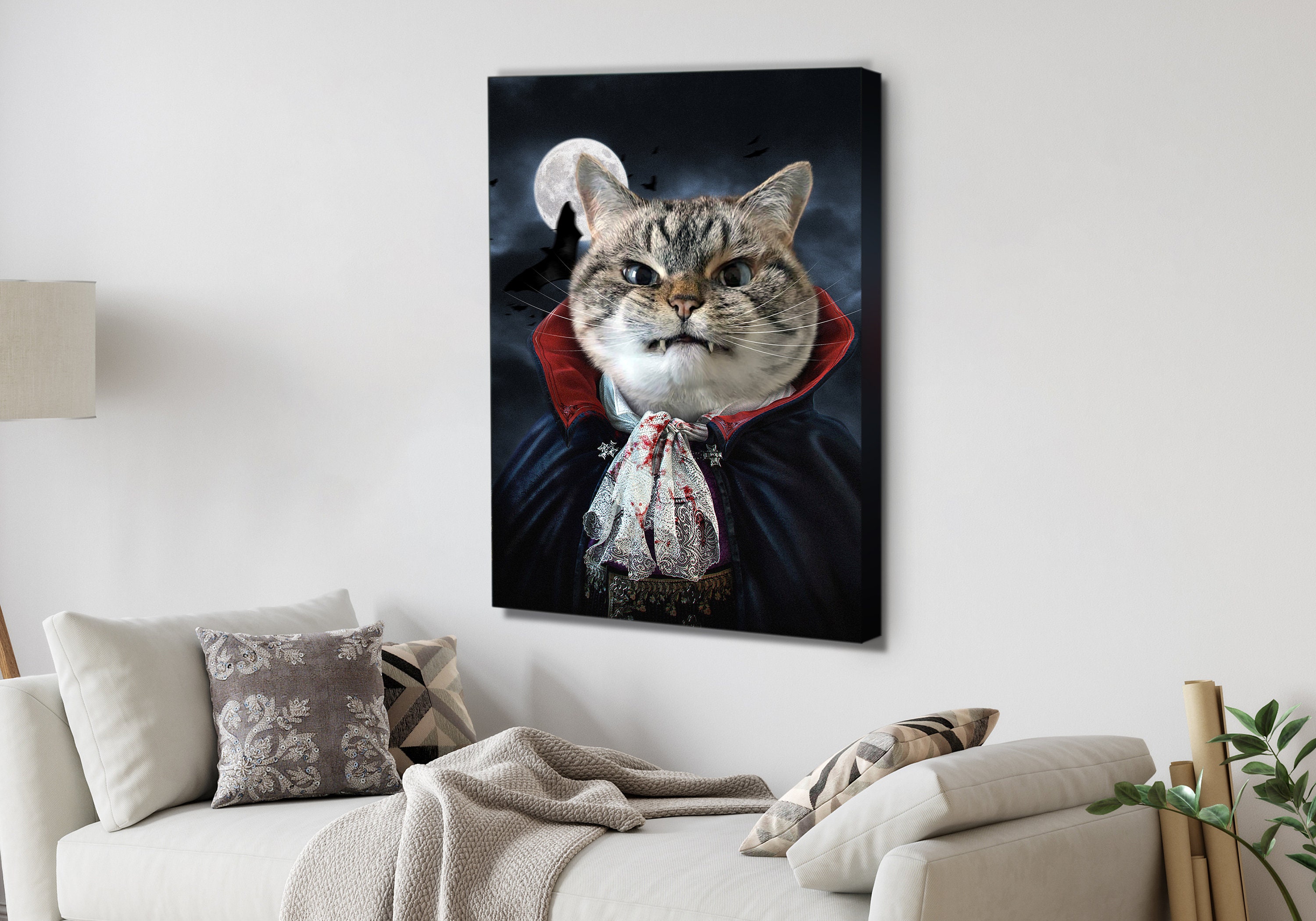 Custom Vampire Pet Portrait Halloween Pet Portrait Scarry - Etsy