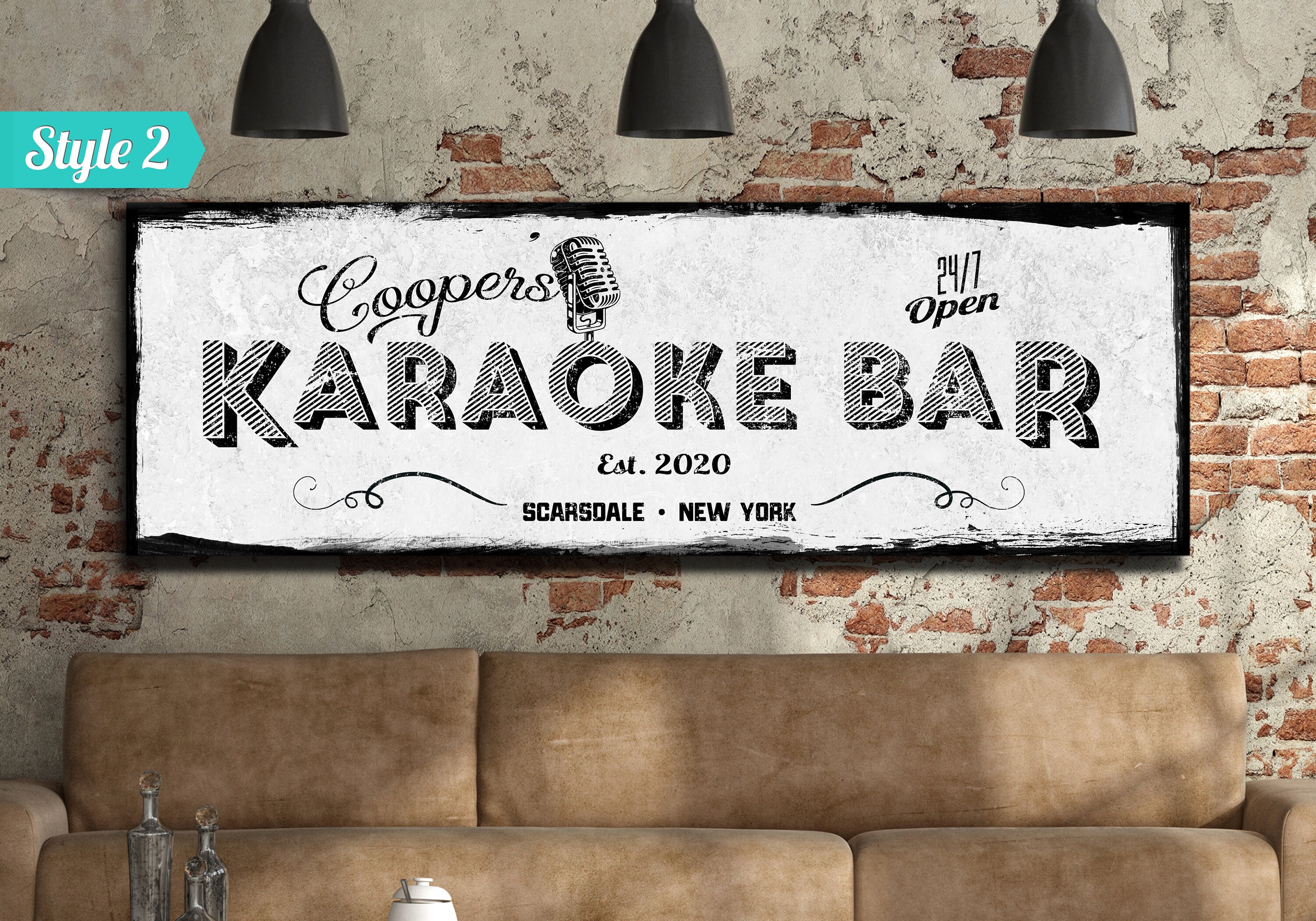 Custom Karaoke Bar Canvas Personalize Bar Sign Outdoor Bar | Etsy