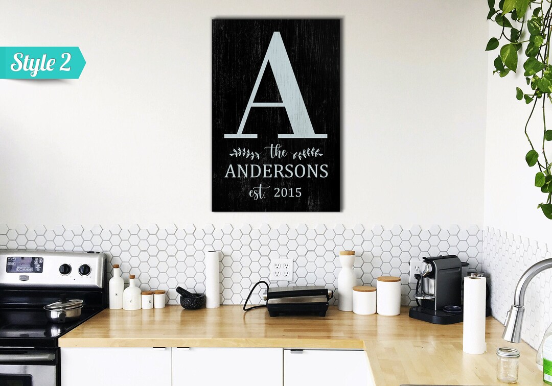 Last Name Letter Sign | Custom Family Name Canvas Wall Art Established ...