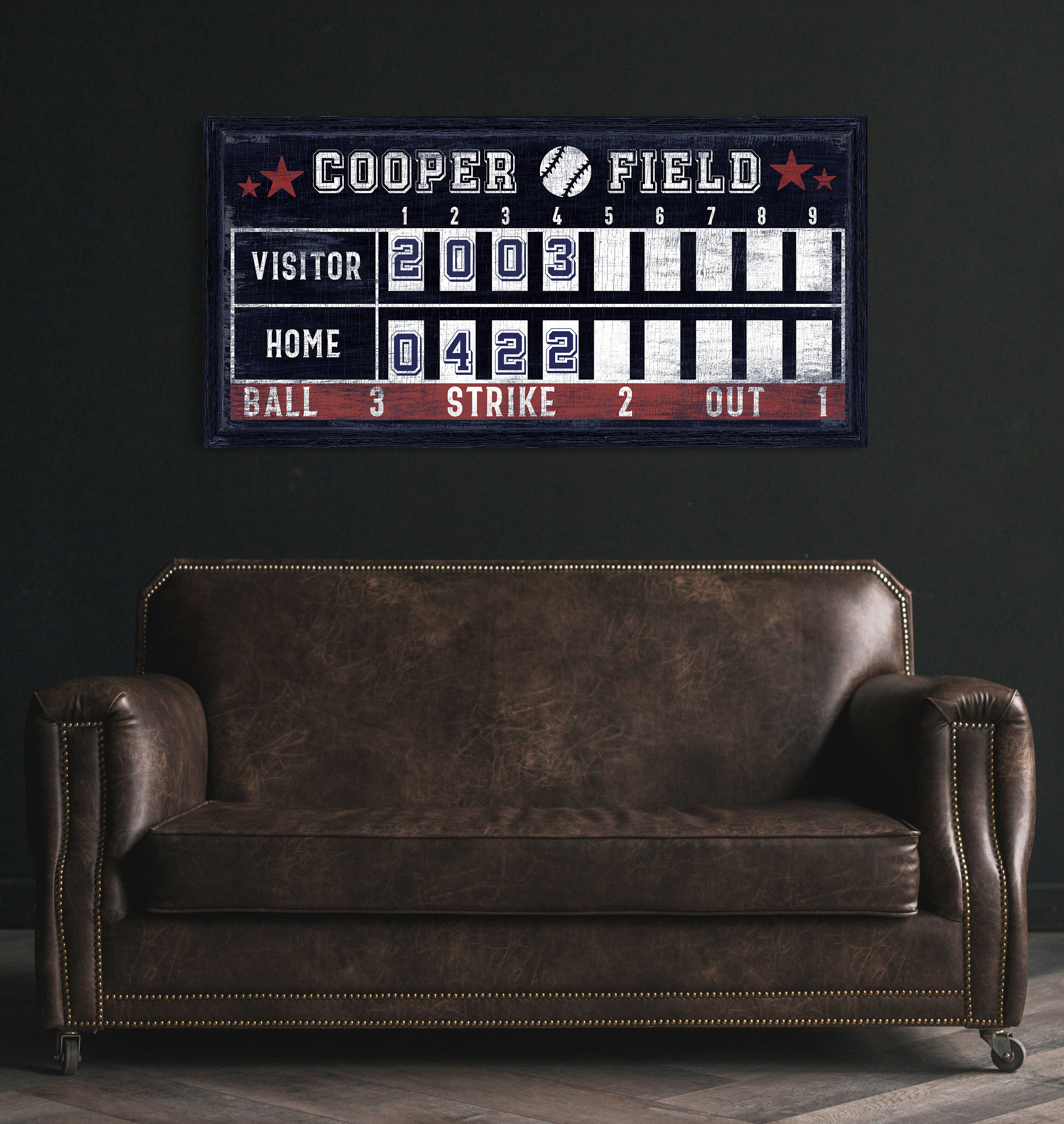 Personalized Baseball Scoreboard Sign, Vintage Game Room Wall Decor ...