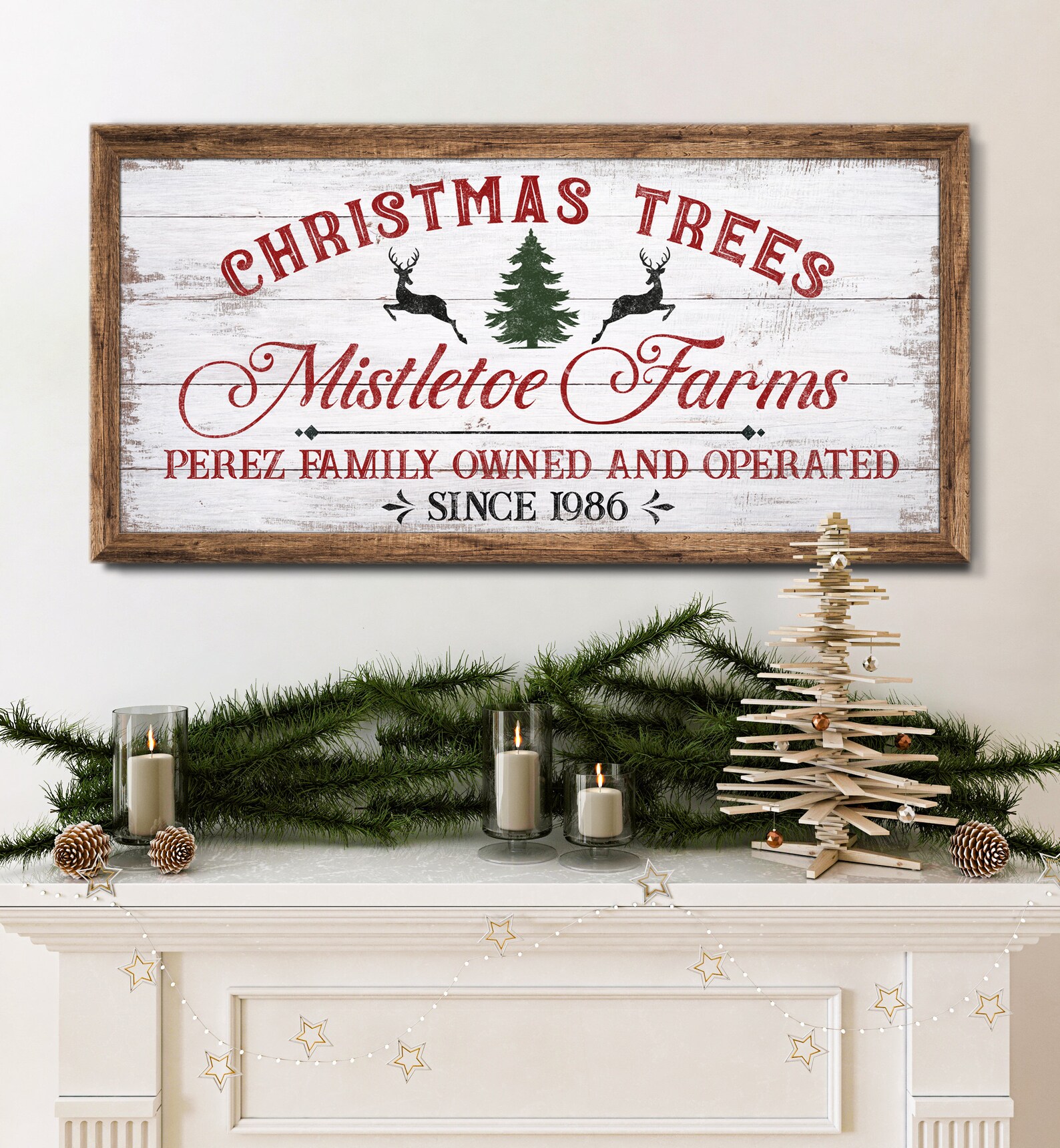 Personalized Christmas Trees Sign | Mistletoe Farm Sign | Retro ...
