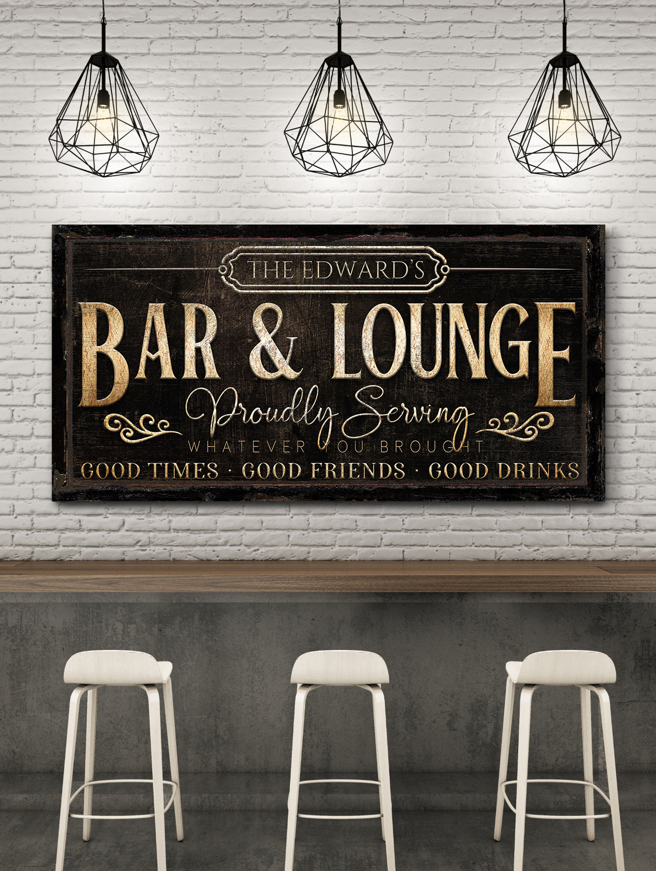 Personalized Bar & Lounge Sign, Vintage Home Bar Pub Sign, Family Last ...