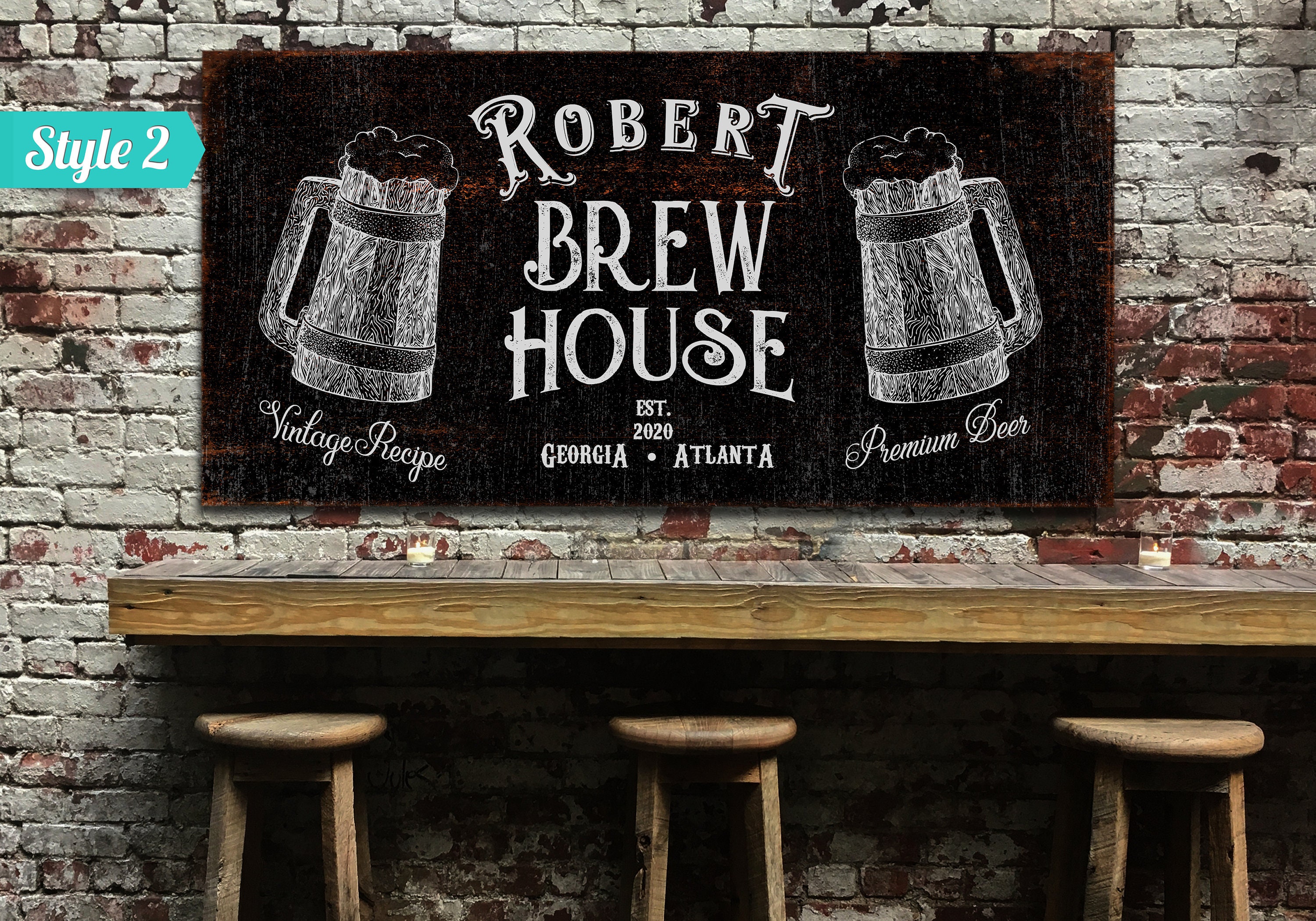 Custom Brew House Sign Vintage Recipe Premium Beer Sign | Etsy