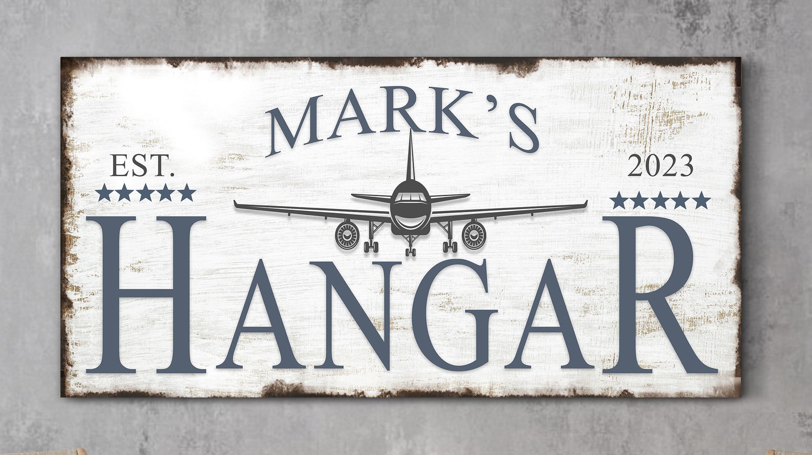 Personalized Hangar Sign, Vintage Aviation Man Cave Decor, Plane Lover ...