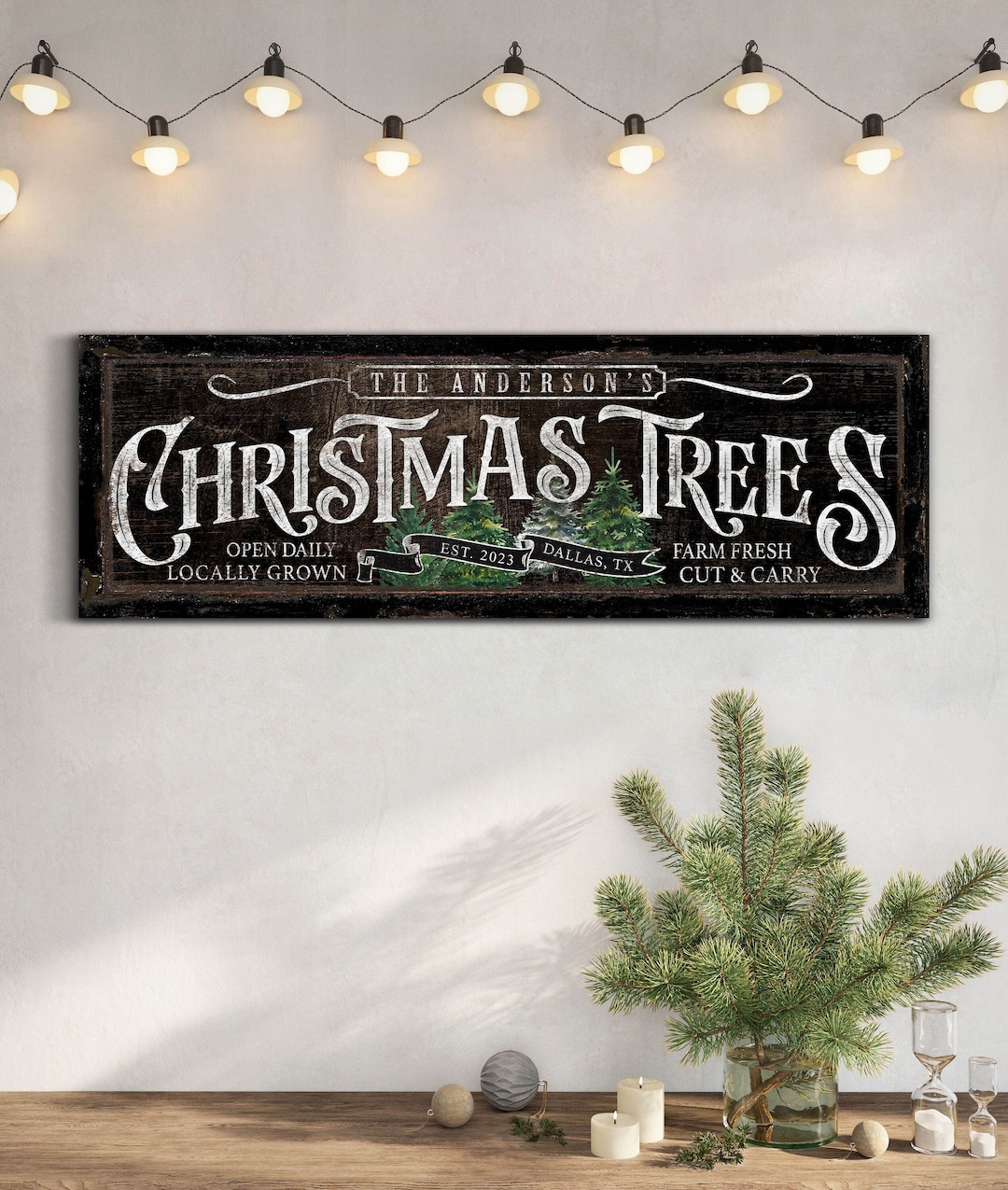 Personalized Christmas Trees Farm Sign, Rustic Primitive Country Decor ...