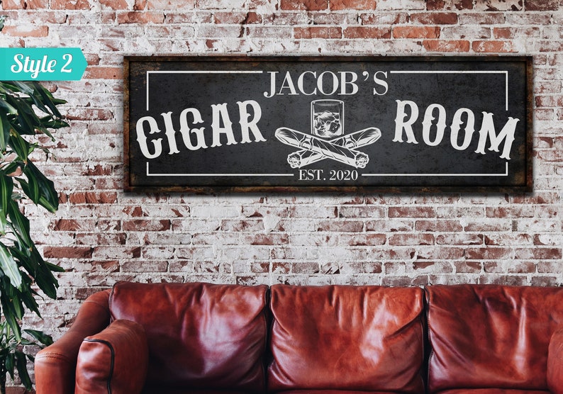 Personalized Cigar Room Sign Cigar Bar & Lounge Wall Decor | Etsy