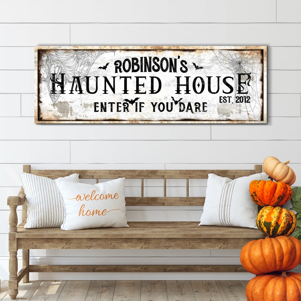 Scary Halloween Sign | Custom Haunted House Huge Canvas Wall Art ...