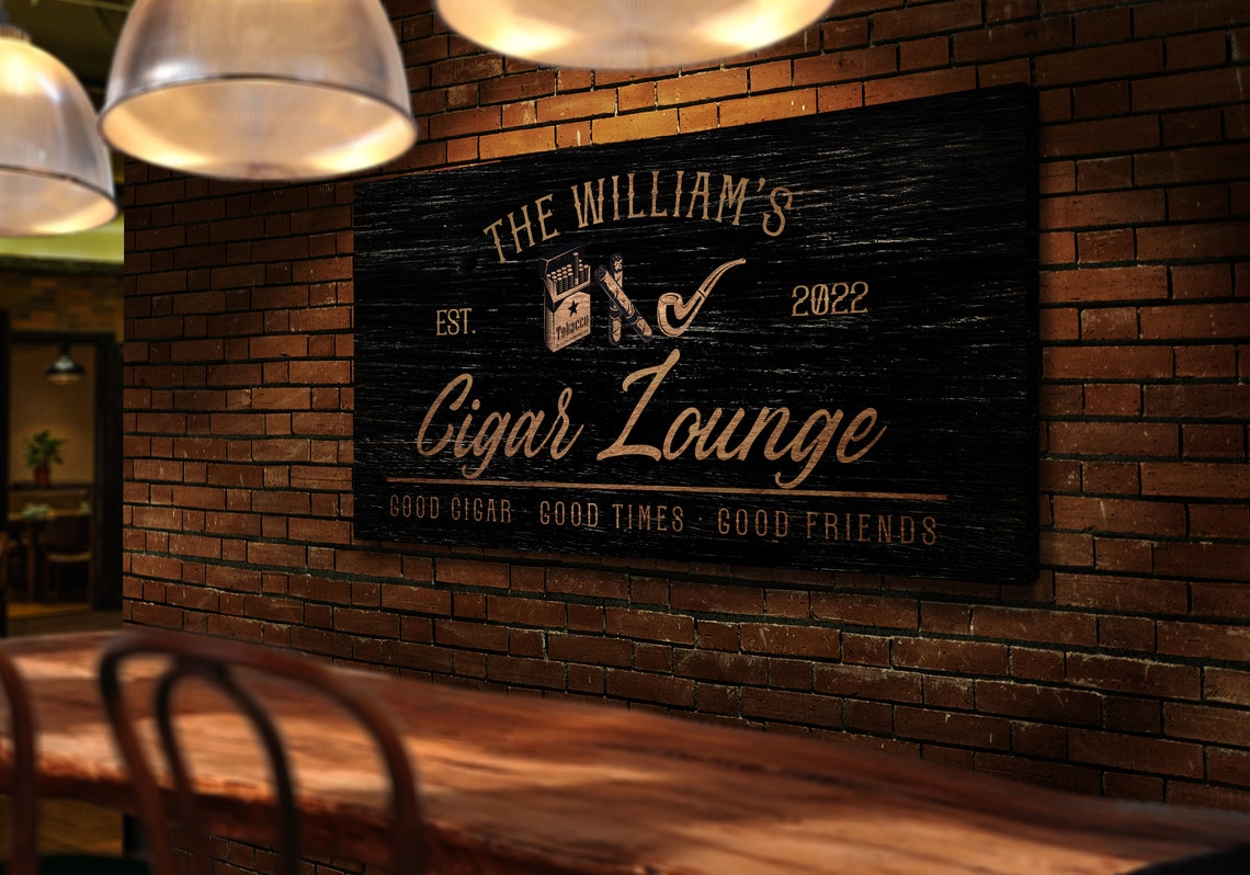 Personalized Cigar Room Sign Cigar Lounge Sign Lounge Decor | Etsy