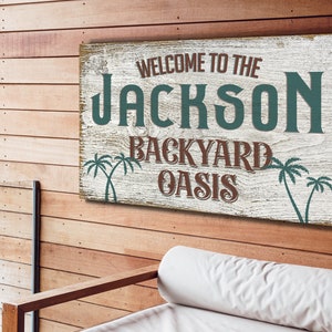 Welcome to Our Backyard Sign | Personalized Huge Canvas | Outdoor Sign ...