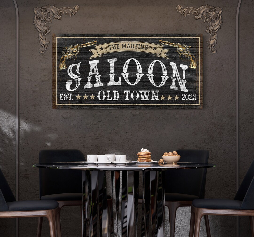 Custom Saloon Sign, Personalized Family Bar Sign, Rustic Old Town ...