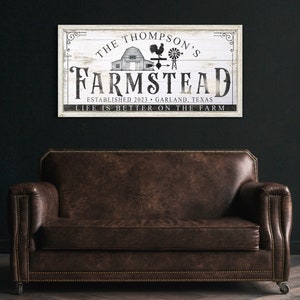 Personalized Farmstead Sign, Farmhouse Homestead Wall Art, Family Last ...