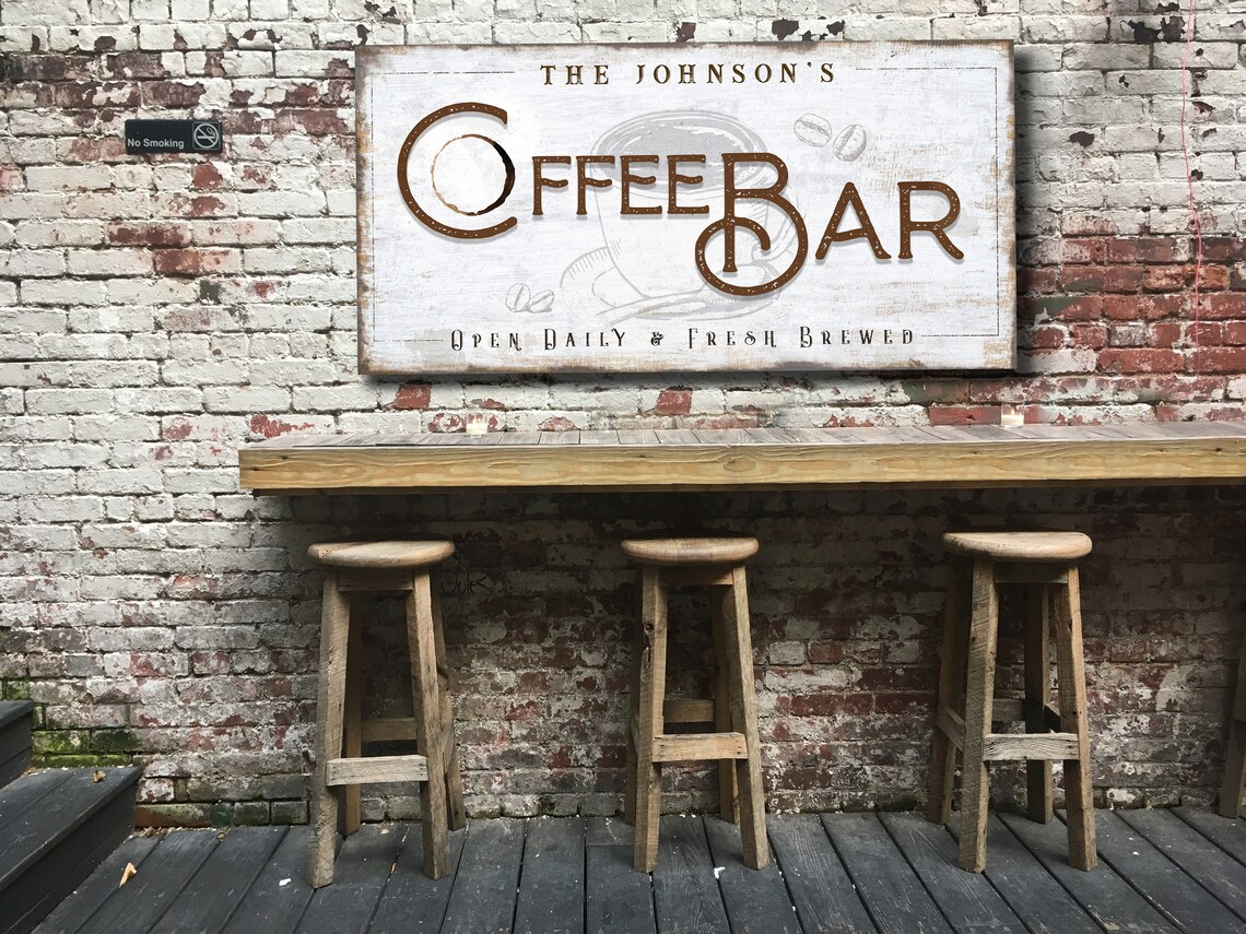 Personalized Coffee House Sign Coffee Bar Sign Freshly | Etsy