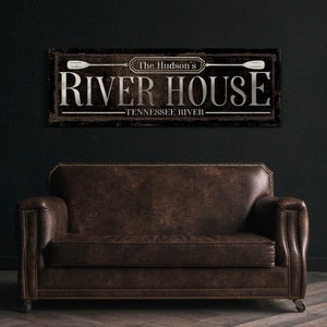 Personalized River House Sign, Rustic Family Name Sign, River Life ...