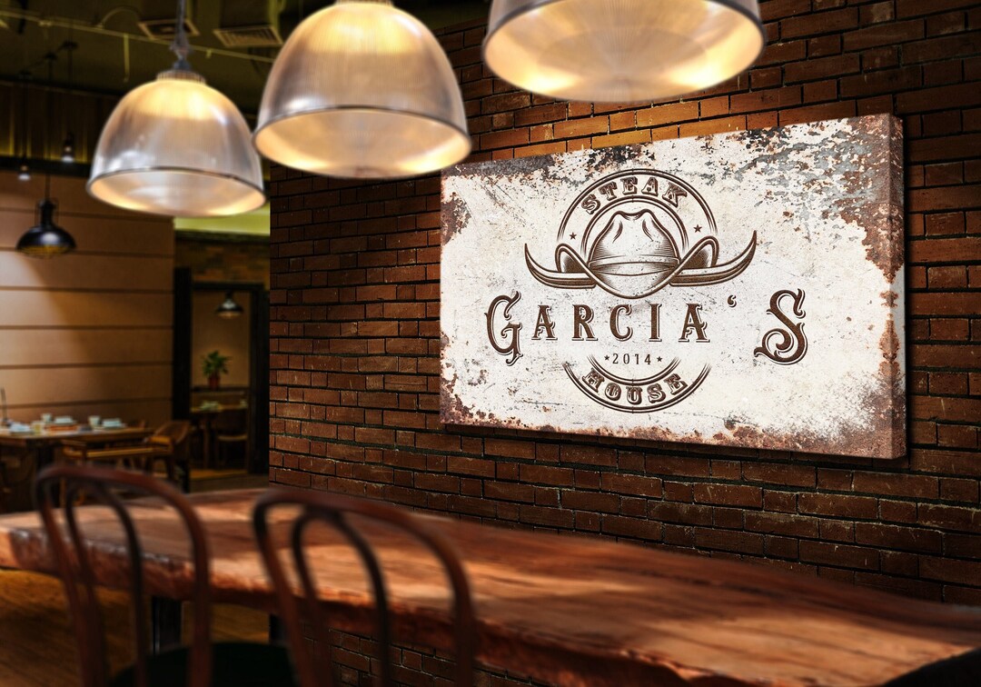 Personalized Steak House Sign | Last Name Established Sign | Customized ...