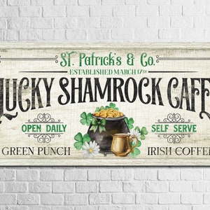 Saint Patrick's Day Shamrock Cafe Sign, Irish Kitchen Decor, St ...