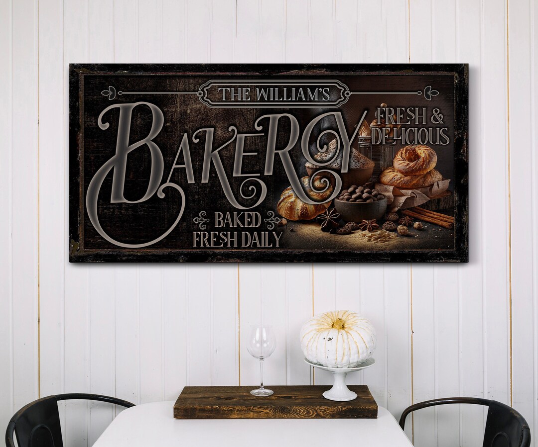 Personalized Bakery Sign, Family Name Cake Shop Sign, Homemade Bakery ...