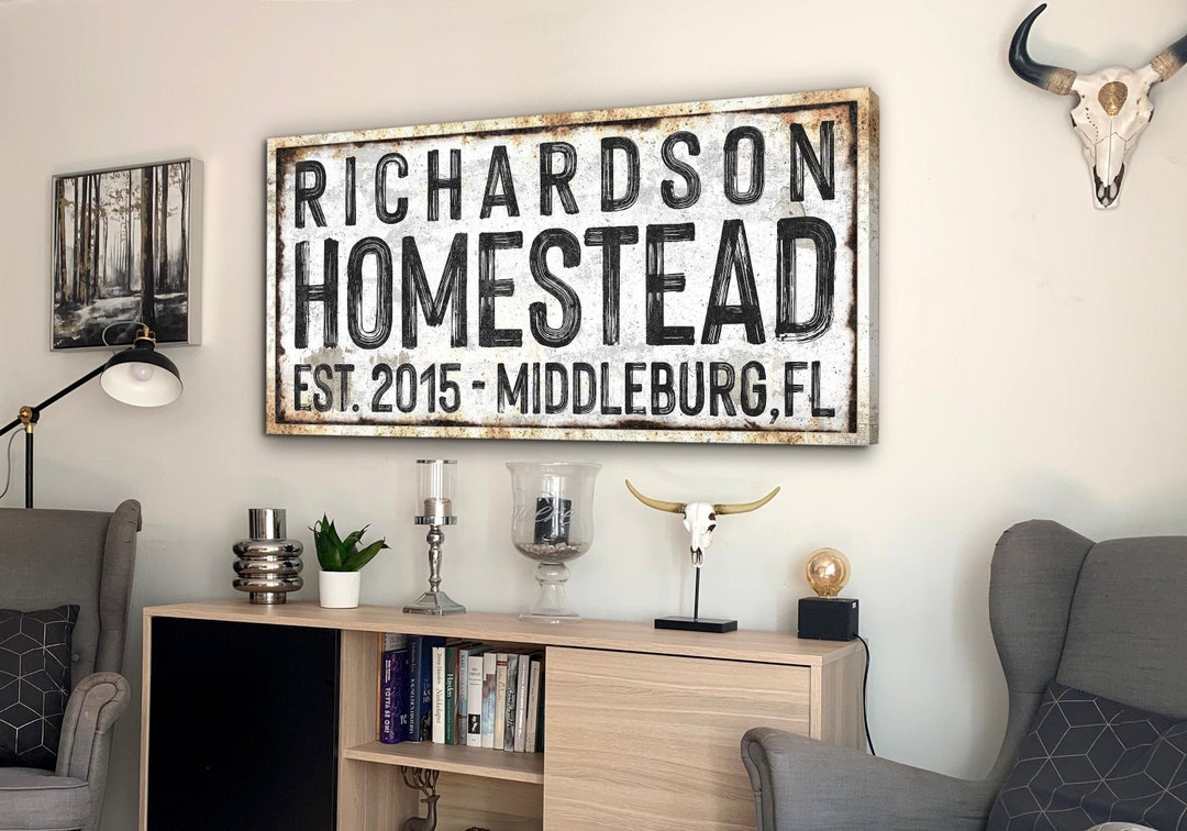 Family Homestead Sign | Modern Farmhouse Wall Decor | Personalized Huge ...