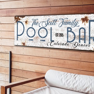 Personalized Family Name Pool Bar Sign | Customized Last Name Sign ...