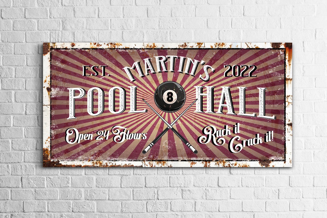 Custom Pool Hall Sign Billiard Lounge Sign Rock It Crack It - Etsy