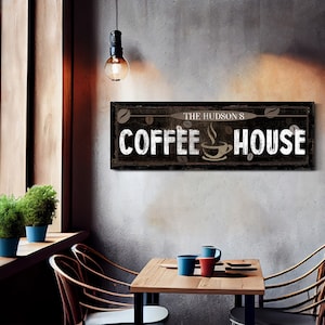 Personalized Coffee House Sign, Coffee Bar Sign, Freshly Brewed Coffee ...