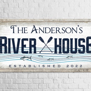 Custom River House Sign With Family Name River House Wall Decor Cottage ...