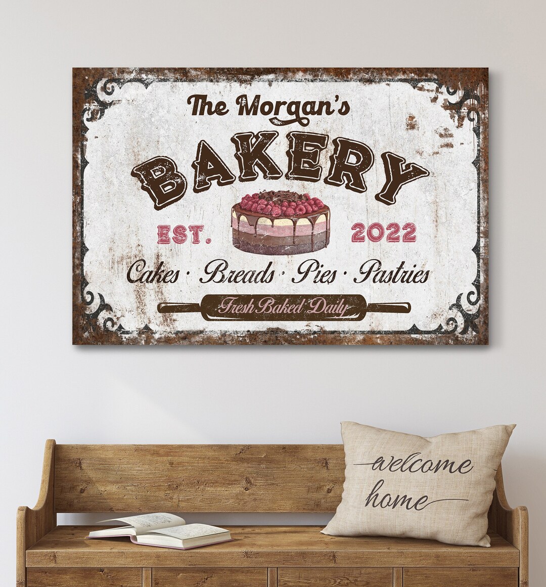Custom Bakery Sign, Bake Shop Sign, Kitchen Wall Decor, Rustic Bakery ...