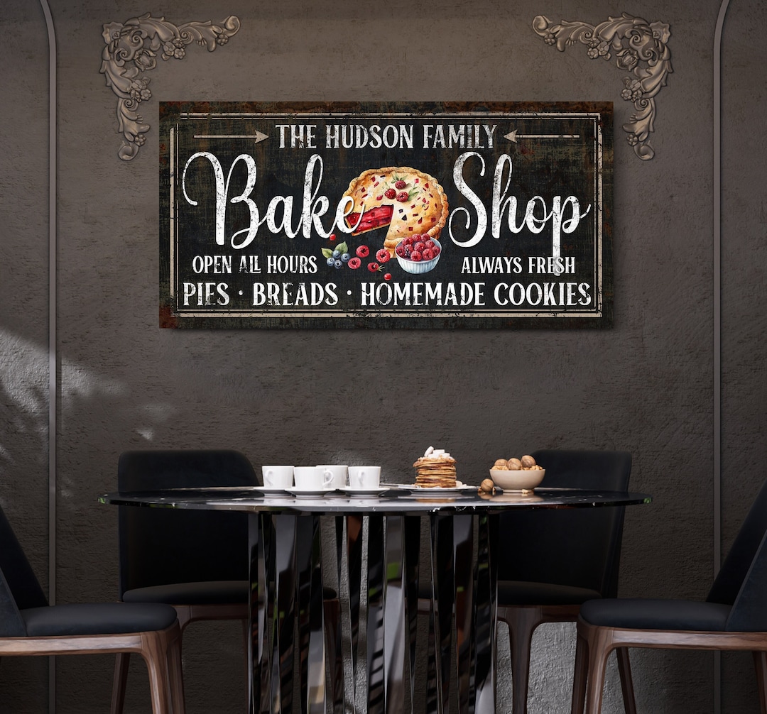 Personalized Bake Shop Sign, Bakery Wall Decor, Farmhouse Kitchen Signs ...