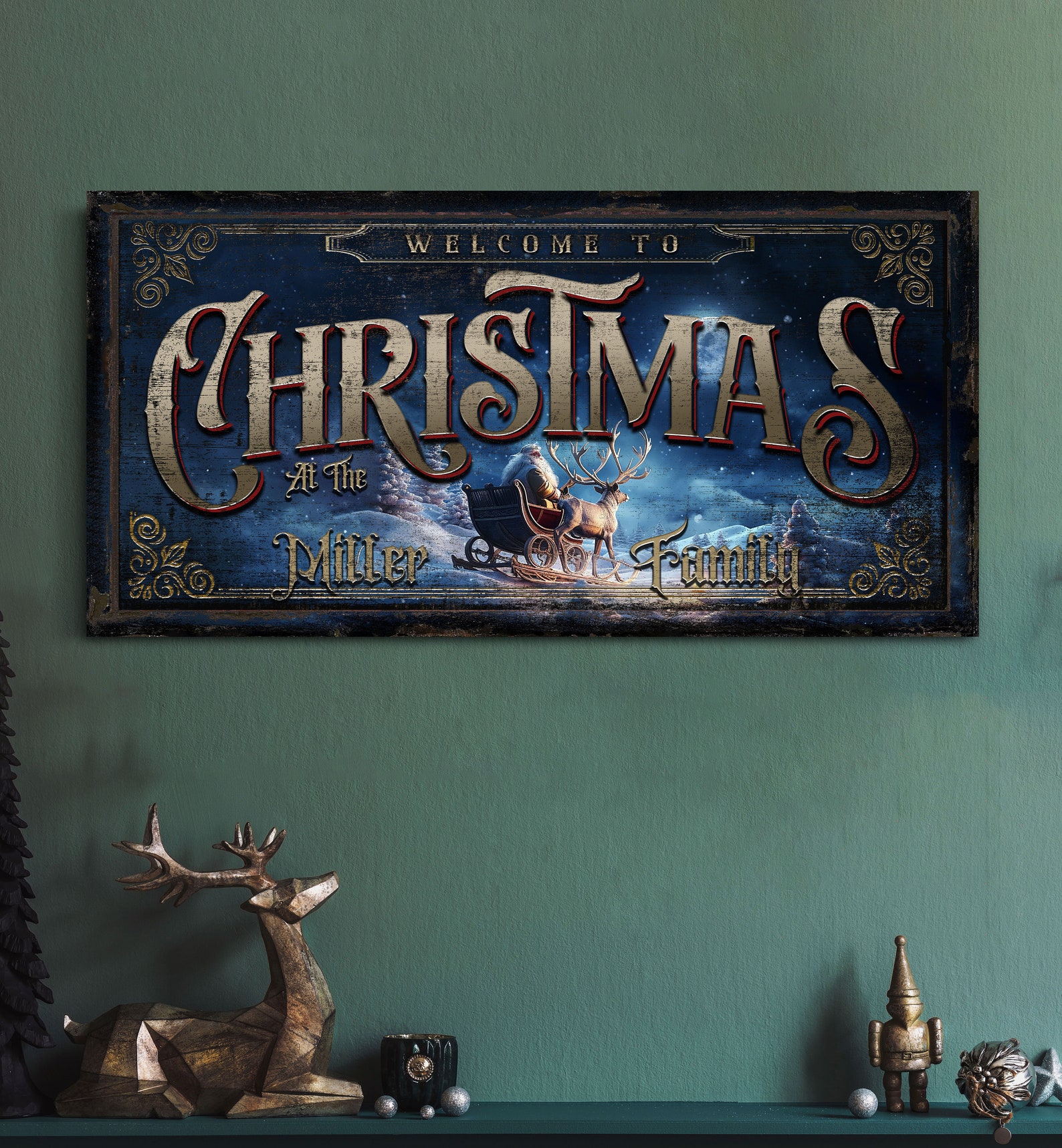 Personalized Welcome to Christmas, Custom Family Name Sign, Winter ...