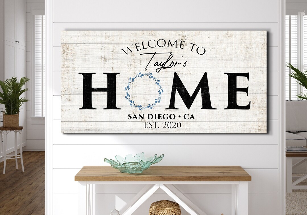Home Sign With Symbols | Custom Home Sign | Personalized Huge Canvas ...