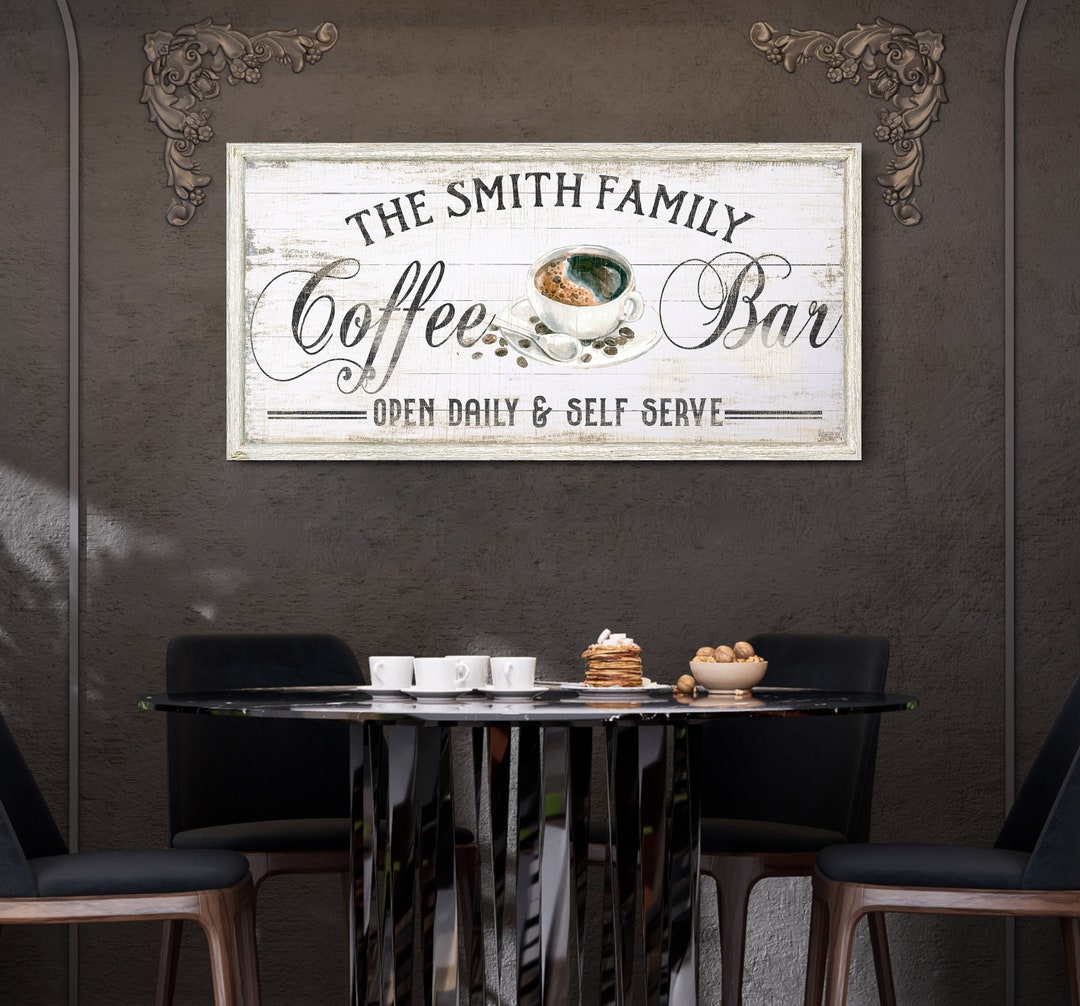 Personalized Coffee Bar Sign, Family Name Coffee Co Sign, Farmhouse ...