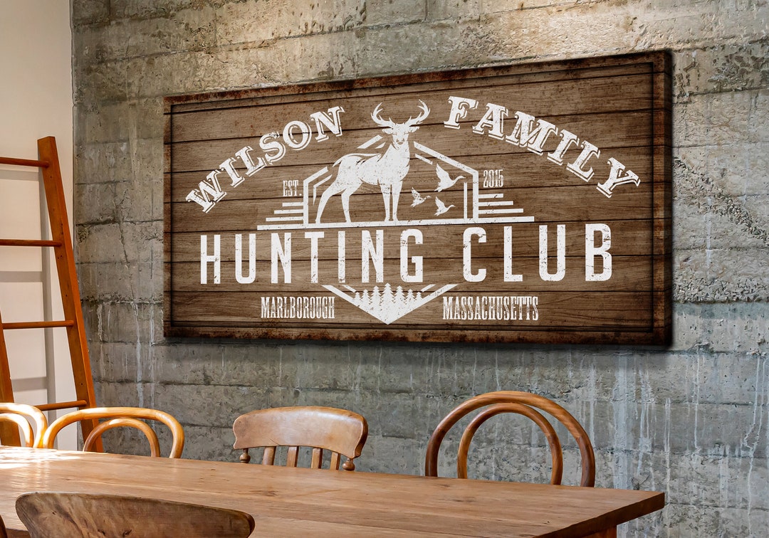 Custom Hunting Club Sign Personalized Huge Canvas Wall Art Hunt Club ...
