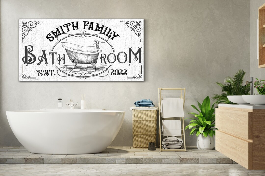 Custom Bathroom Sign, Over Bath Tub Decor, Vintage Bathroom Decor ...
