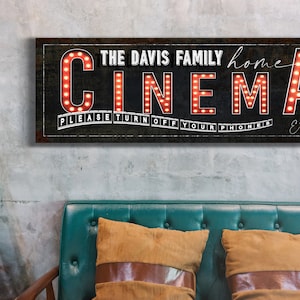 Custom Home Cinema Sign, Family Theater Room Sign, Vintage Movie Room ...