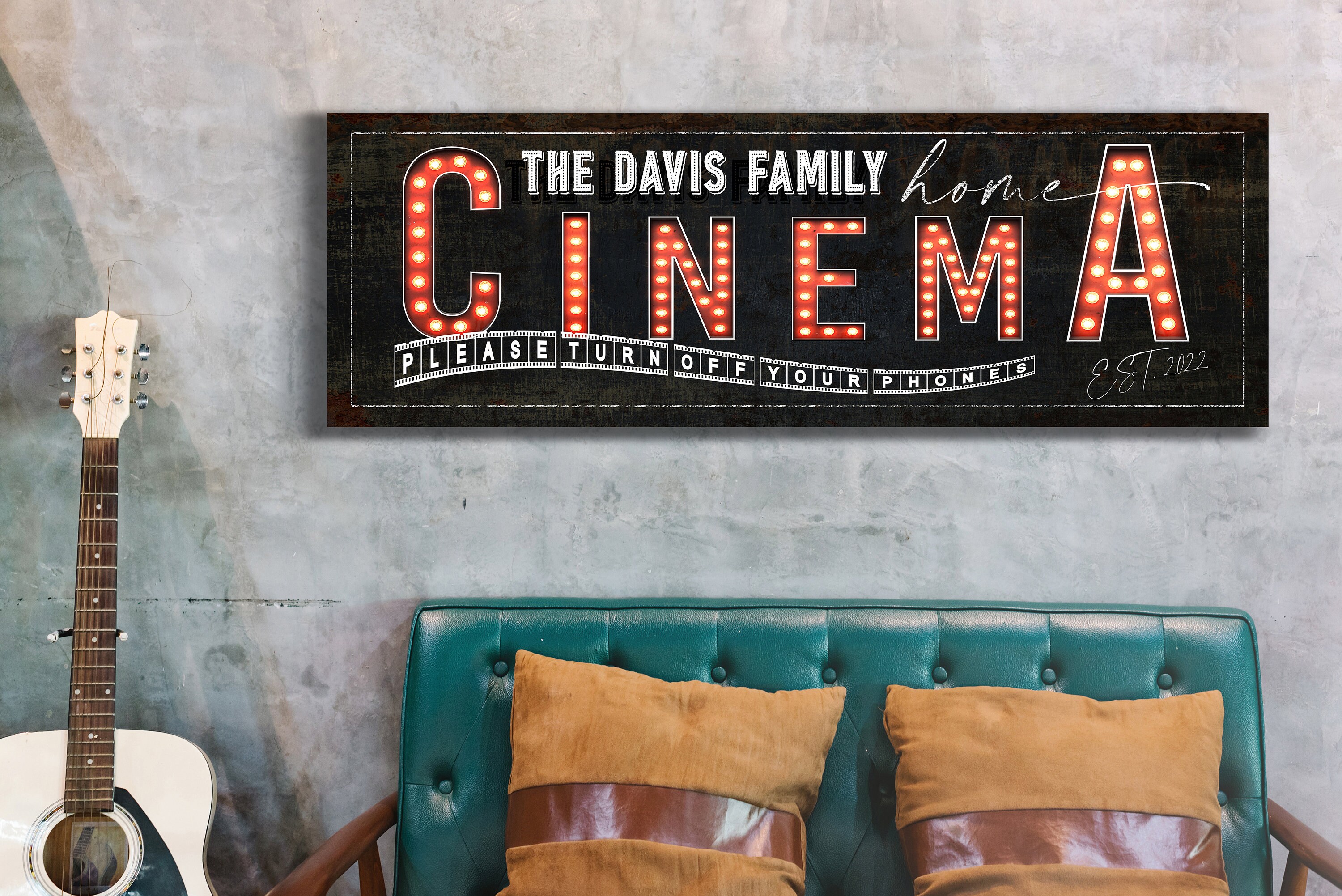 Custom Home Cinema Sign, Family Theater Room Sign, Vintage Movie Room ...